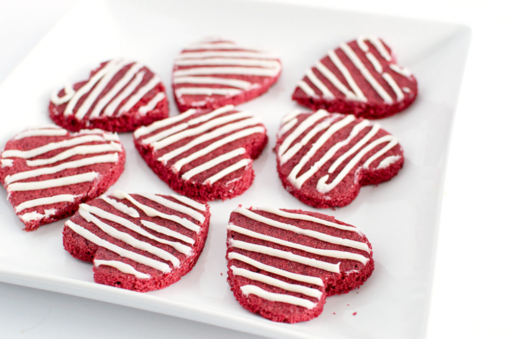 Red Velvet Cookies with RumChata Frosting - That Square Plate